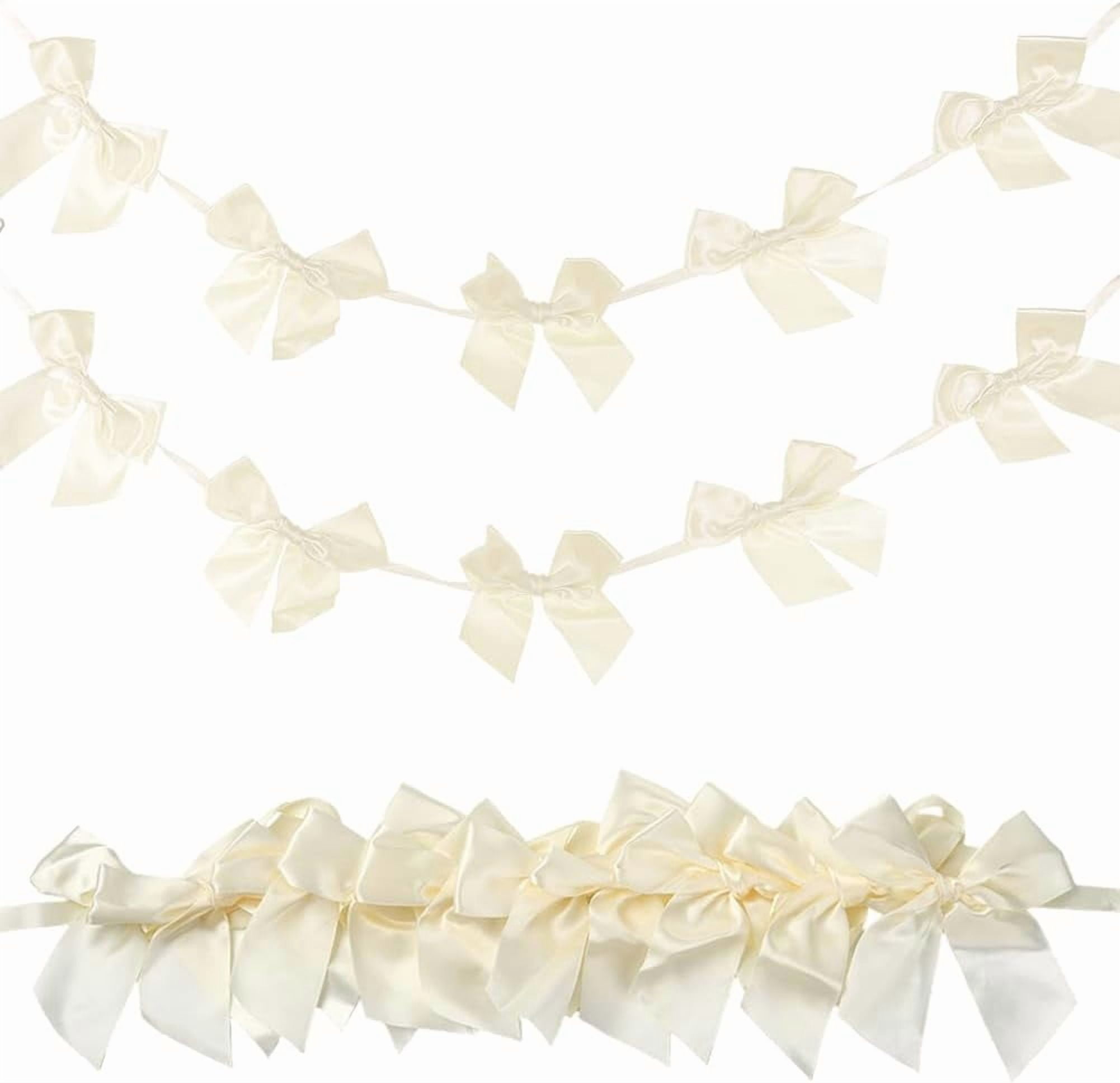 2Pcs Garland Banner Coquette Garland Pre-Strung Beige Satin Ribbon ...