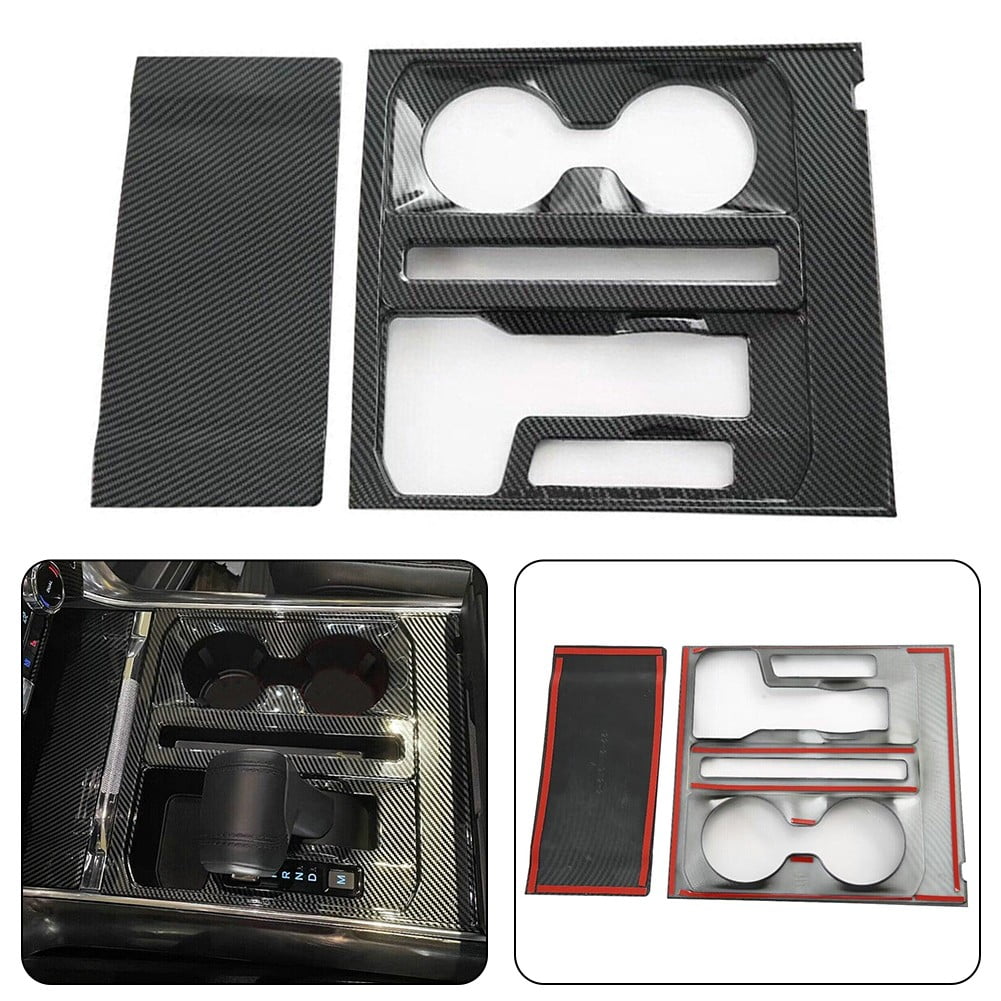 2Pcs Gear Shift Box Pannel Cover Carbon Fiber Trim Set For Ford F150 ...