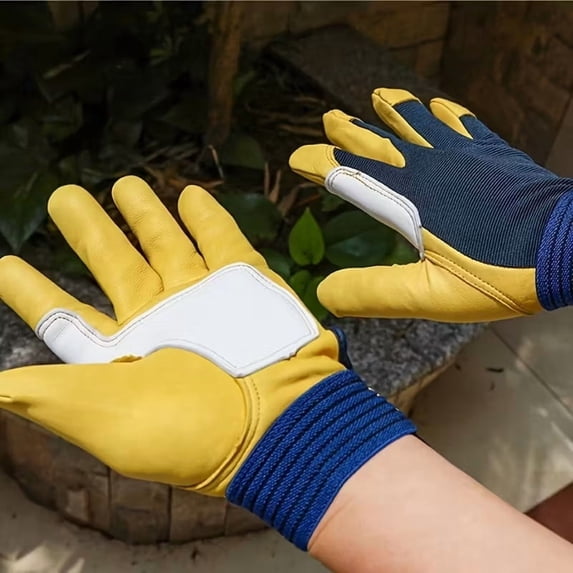 2Pcs Genuine Leather Sheepskin Safety Gloves for Drivers - Durable ...
