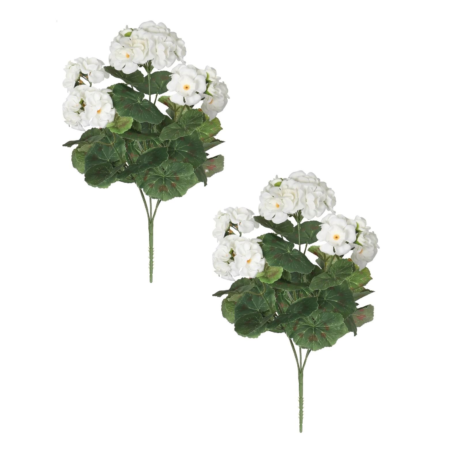 2Pcs Geraniums Artificial Flowers for Outdoors, UV Resistant Fake ...