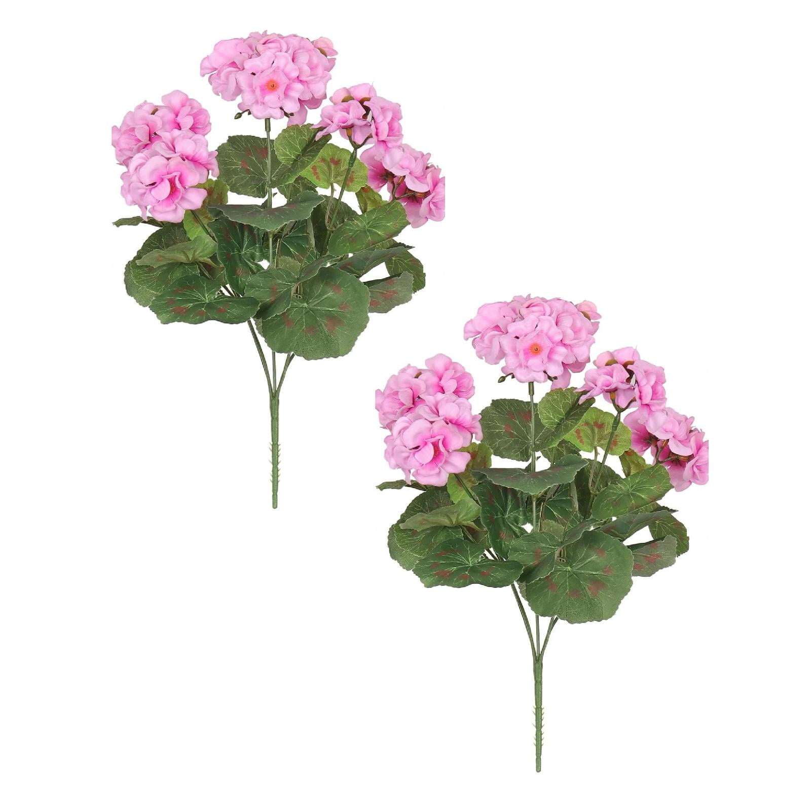 2Pcs Geraniums Artificial Flowers for Outdoors, UV Resistant Fake ...
