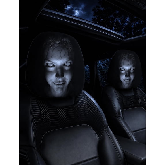 2Pcs Ghost Face Headrest Covers, Scary Face Printing Auto Seat ...