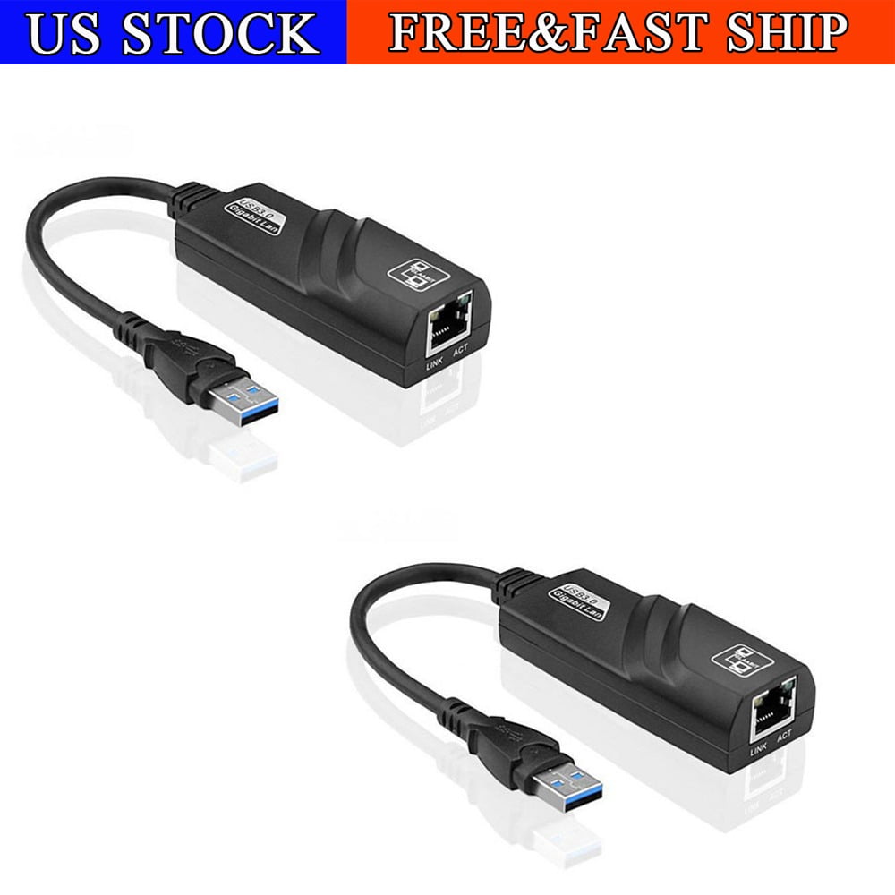 2Pcs Gigabit Ethernet 3.0 USB 10/100/1000 Mbps RJ45 LAN Network Adapter ...