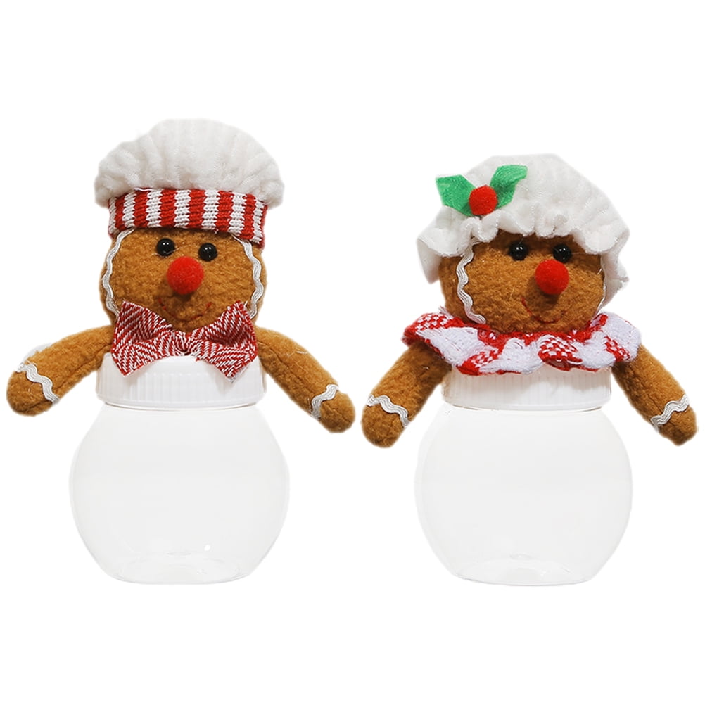 2Pcs Gingerbread Man Jar Cartoon Sealed Candy Container Multipurpose ...