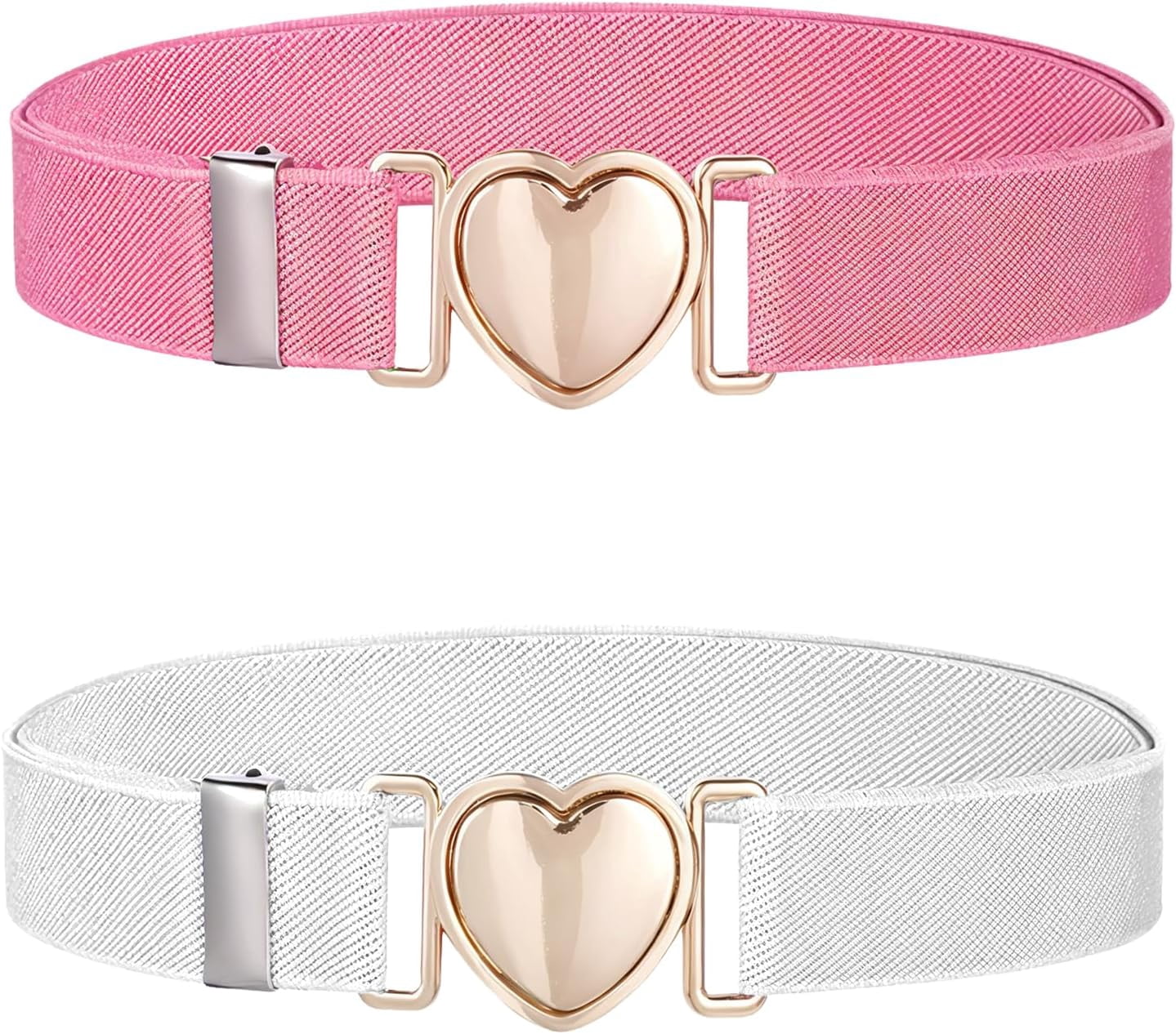 2Pcs Girls Belt, Elastic Waist Belts for Girls Adjustable Heart Buckle ...