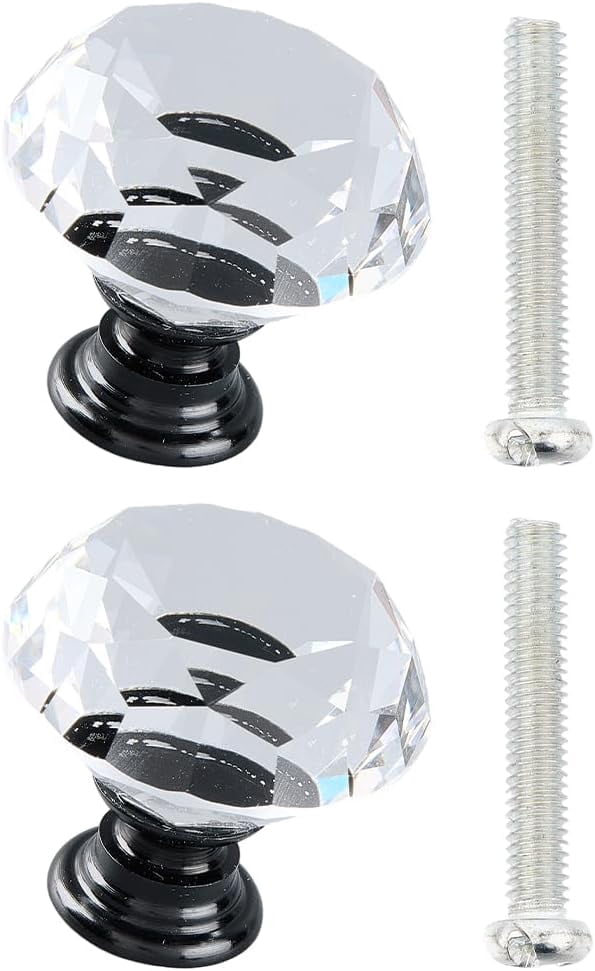 2Pcs Glass Cabinet Door Knobs Kitchen Drawer Pulls Cabinet Handles ...