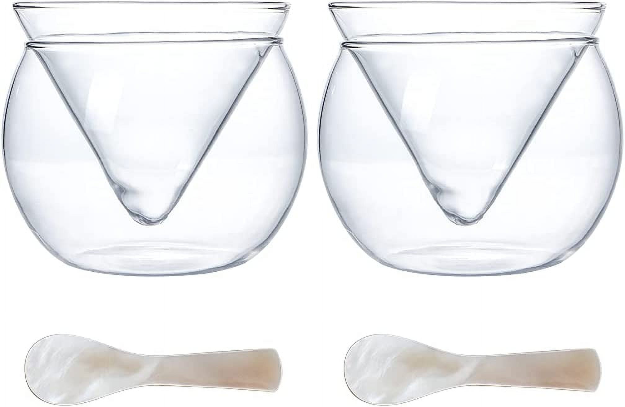 2Pcs Glass Caviar Chiller Server with Shell Spoon, Serving Dish with ...