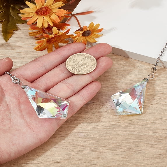 2Pcs Glass Charms Ceiling Fan Pull Chain Extenders with Brass Ball ...