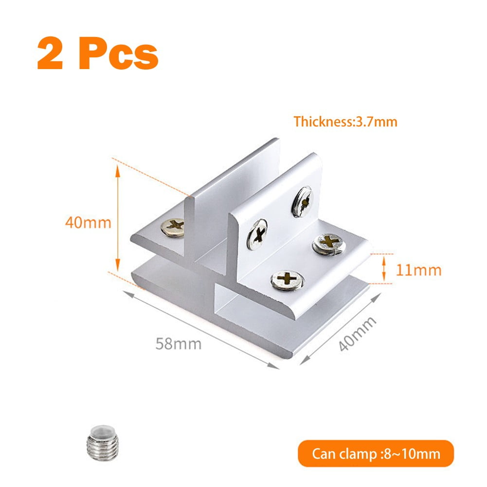 2Pcs Glass Clamp Clips Bracket for Handrails 8-10mm glass Aluminium ...