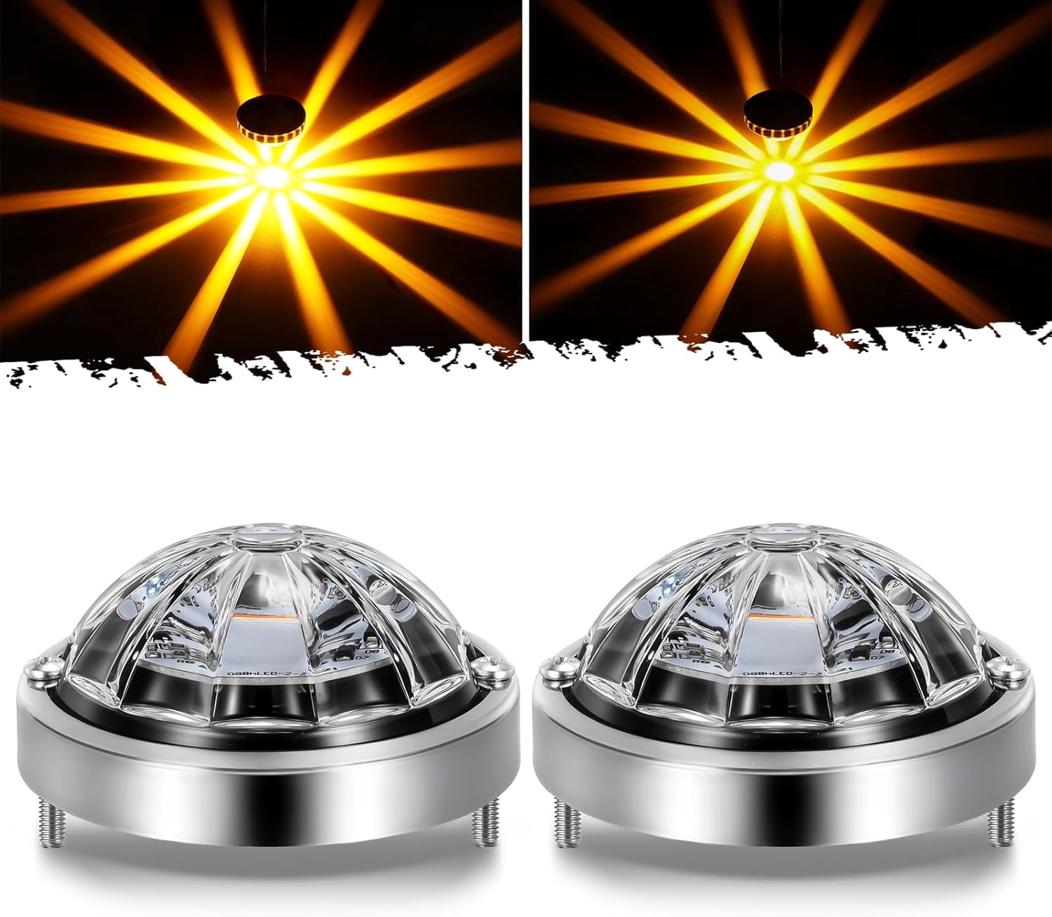 2Pcs Glass Lens Low Profile Watermelon Lights Amber LED Turn Signal ...