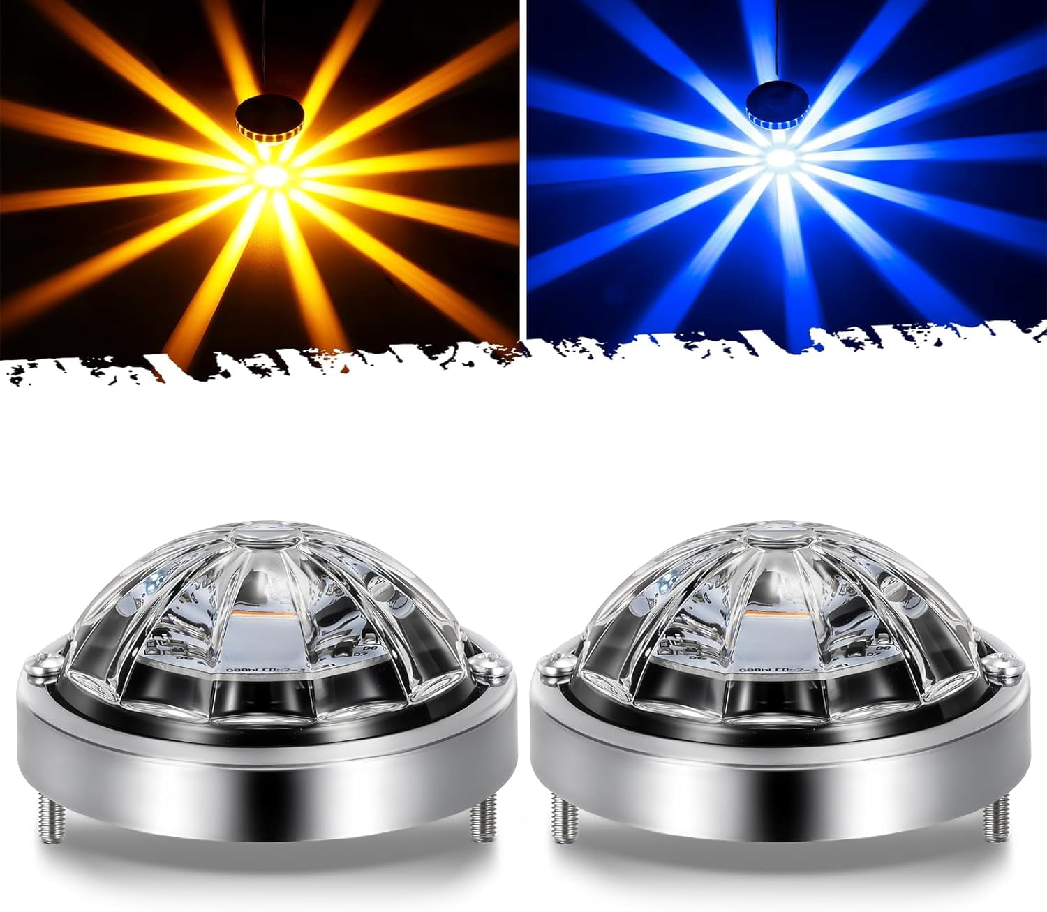 2Pcs Glass Lens Low Profile Watermelon Lights Amber LED Turn Signal ...
