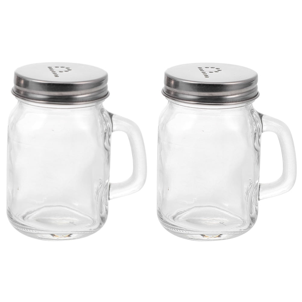 2Pcs Glass Mason Jars Seasoning Holders Small Salt Shakers Clear Pepper ...