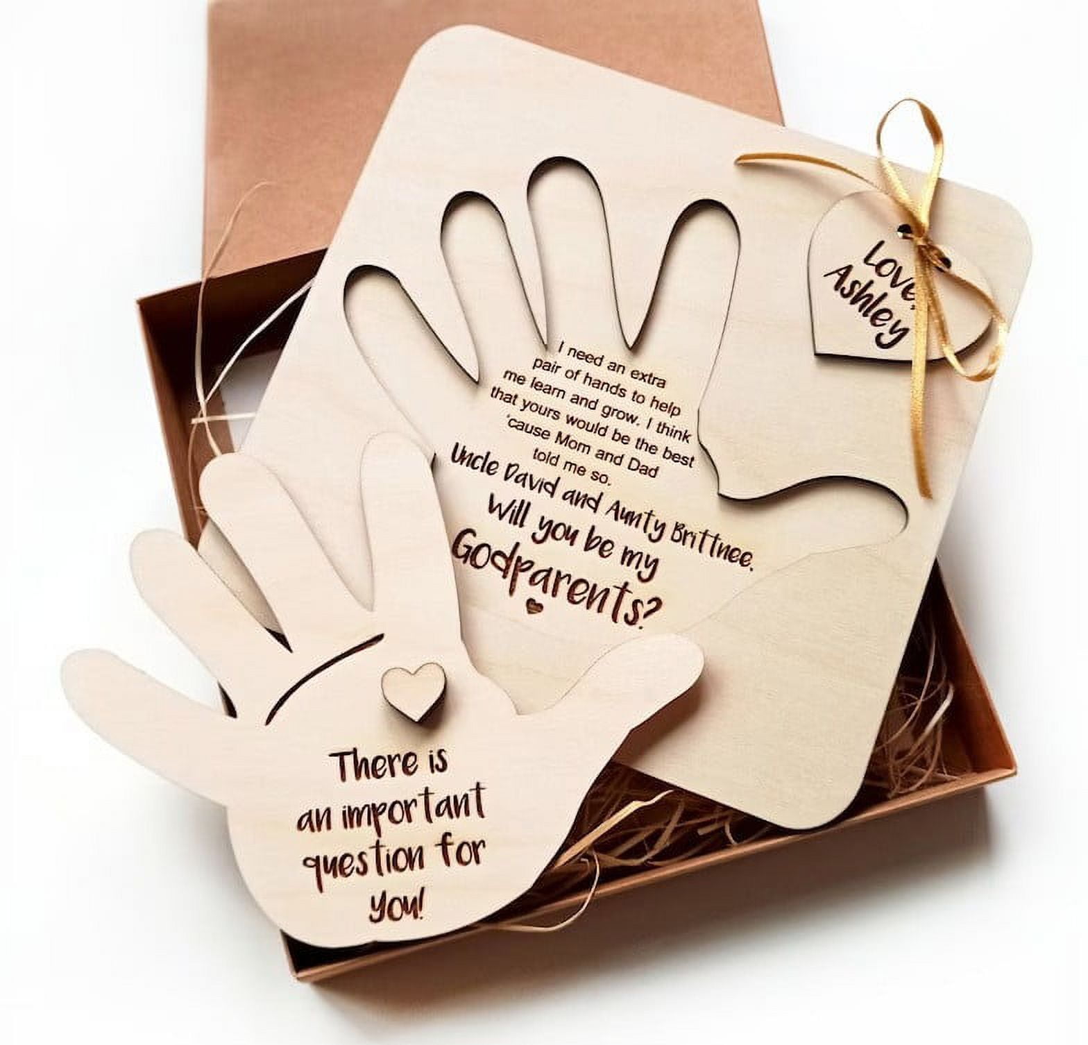 2Pcs Godfather Gift Yannianjz Godfather Godmother Gift Set, Wooden ...