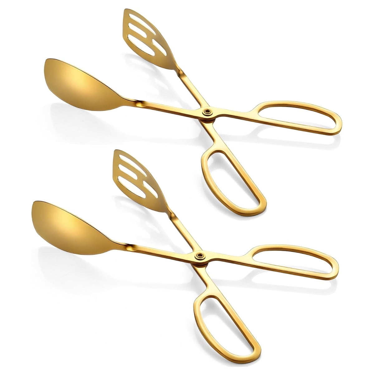 2Pcs Gold Buffet Salad Tongs Stainless Steel Food Serving Tongs Easy ...