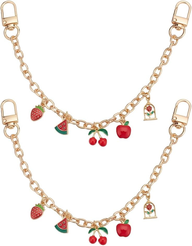 2Pcs Gold Keychain Bag Charms Alloy Enamel Fruit Charm with Swivel ...