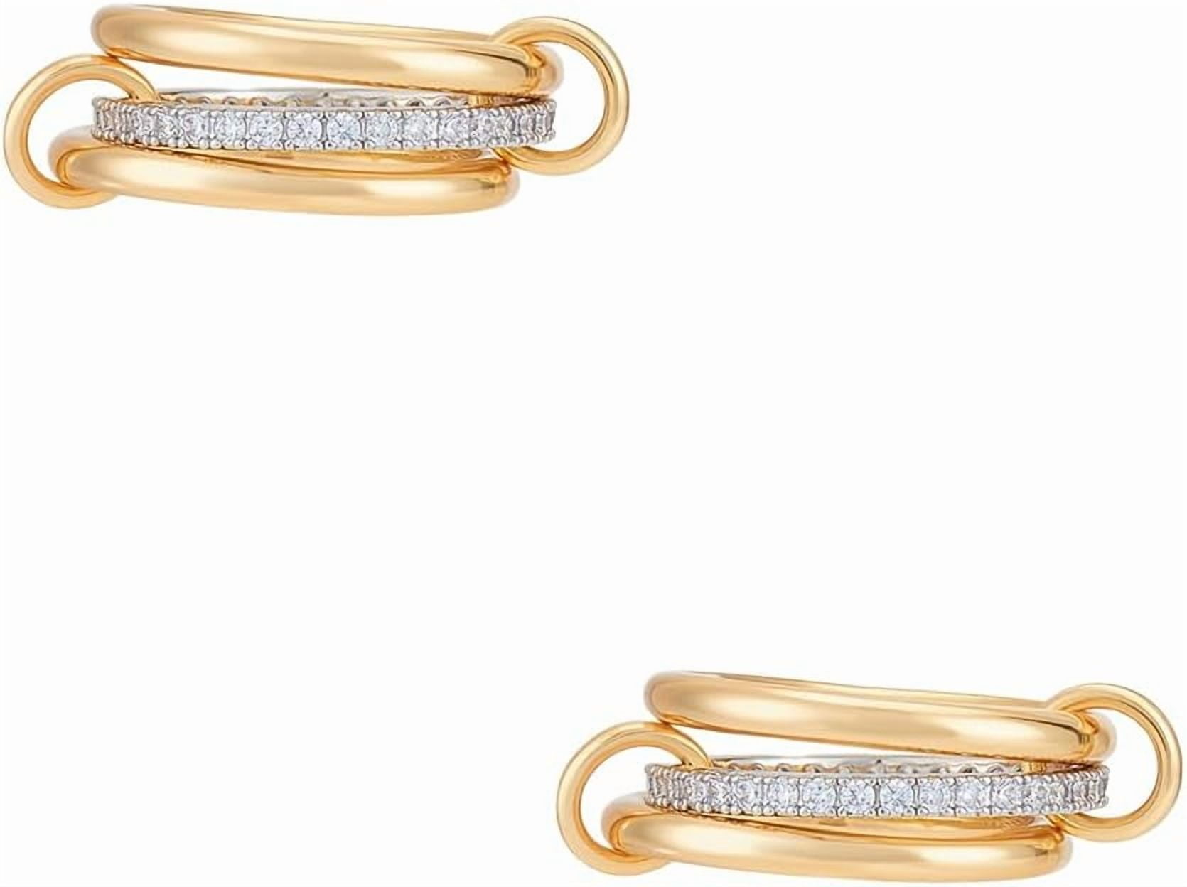 2Pcs Gold Stackable Rings for Women 3 Rings Set Stainless Steel Cubic ...