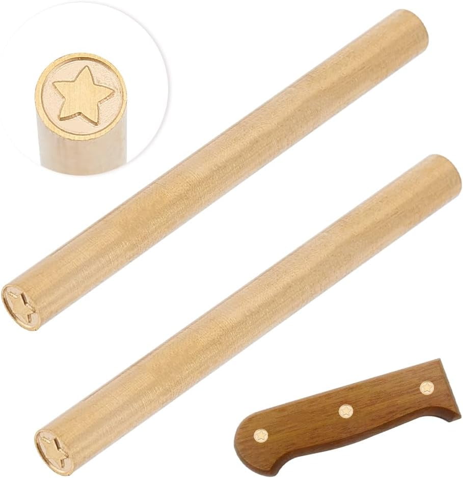 2Pcs Golden Mosaic Pins 6mm Diameter Decorative Knife Handle Pins 2.7 ...