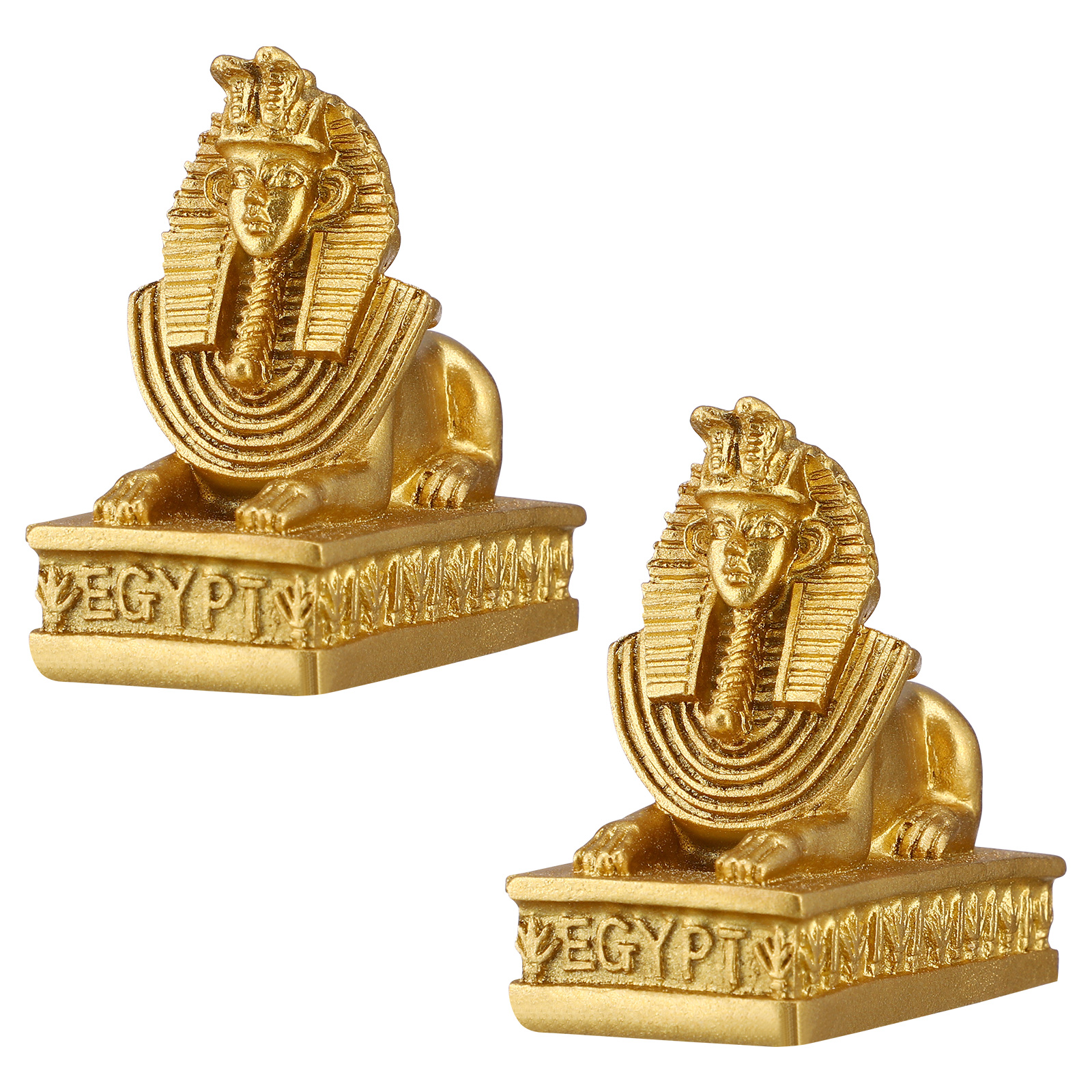 2Pcs Golden Sphinx Statues - 4 Resin Egyptian Decor for Home/Office ...