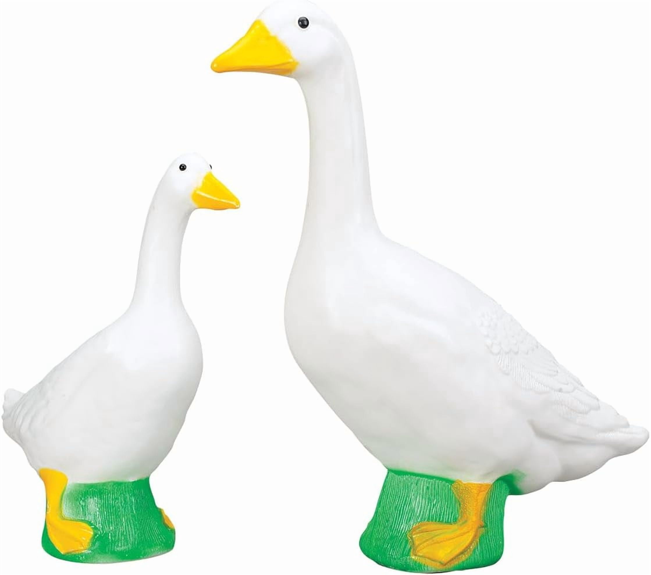 2Pcs Goose Statue, Large White Geese Garden Statues, Resin Porch Goose ...