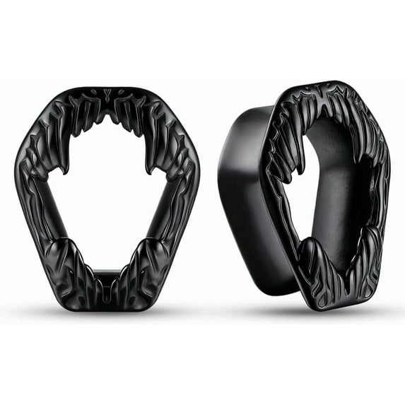 2Pcs Gothic Coffin Ear Plugs Tunnels Gauges, Nightmare Monster Mouth ...