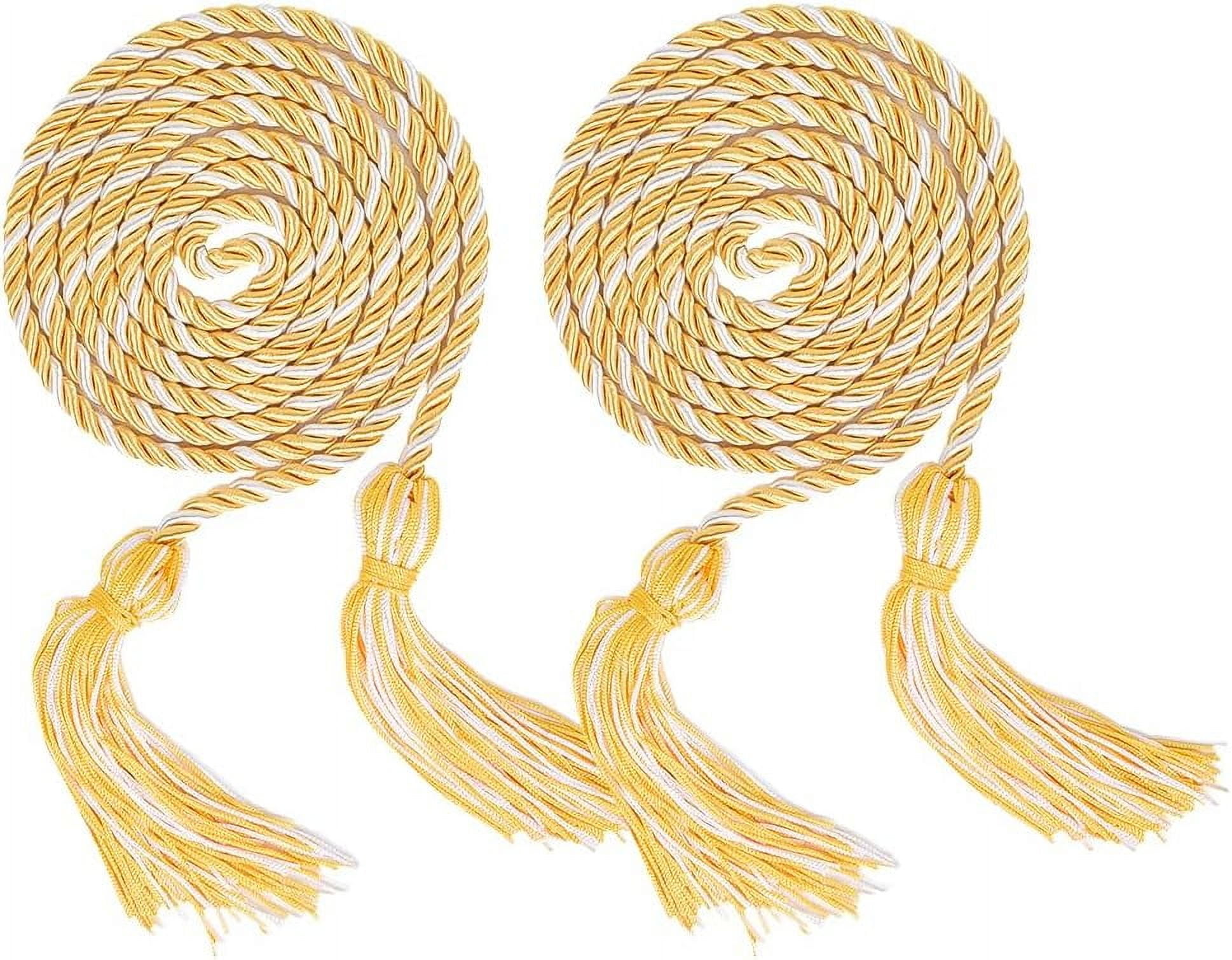 2Pcs Graduation Cords Honor Cords Golden White Double-End Tassel Grad ...