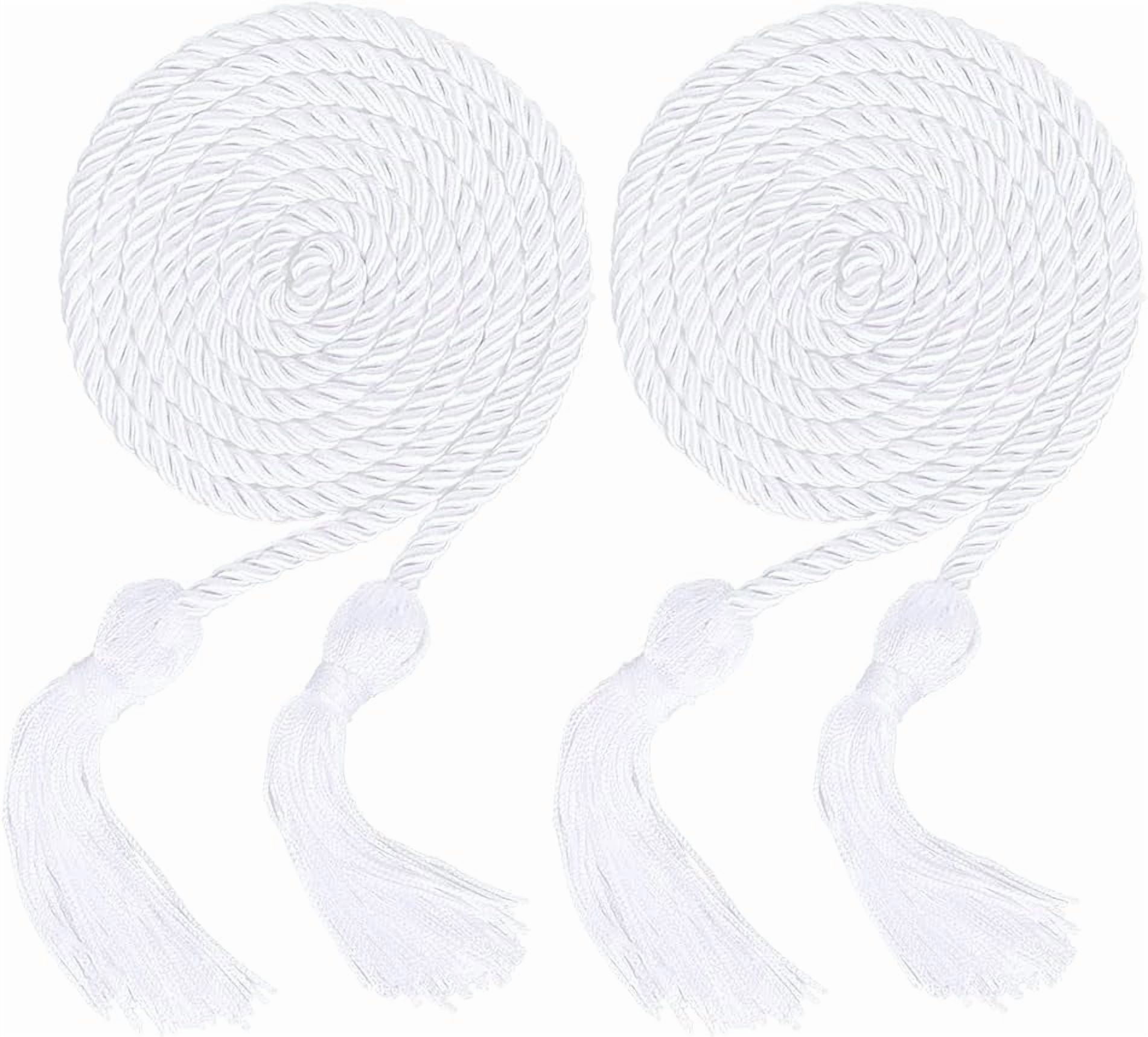 2Pcs Graduation Cords Honor Cords Pure White Double-End Tassel Grad ...