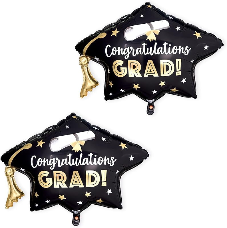 2Pcs Graduation Foil Balloons Congrats Grad Balloons Decorations Set ...