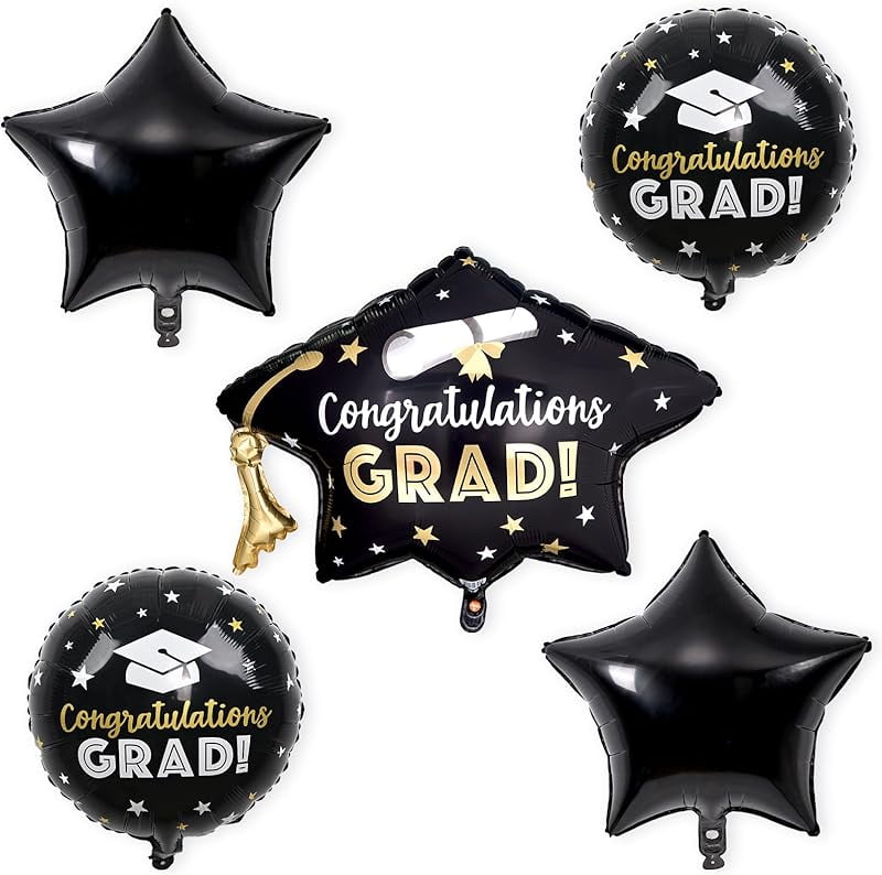 2Pcs Graduation Foil Balloons Congrats Grad Balloons Decorations Set ...