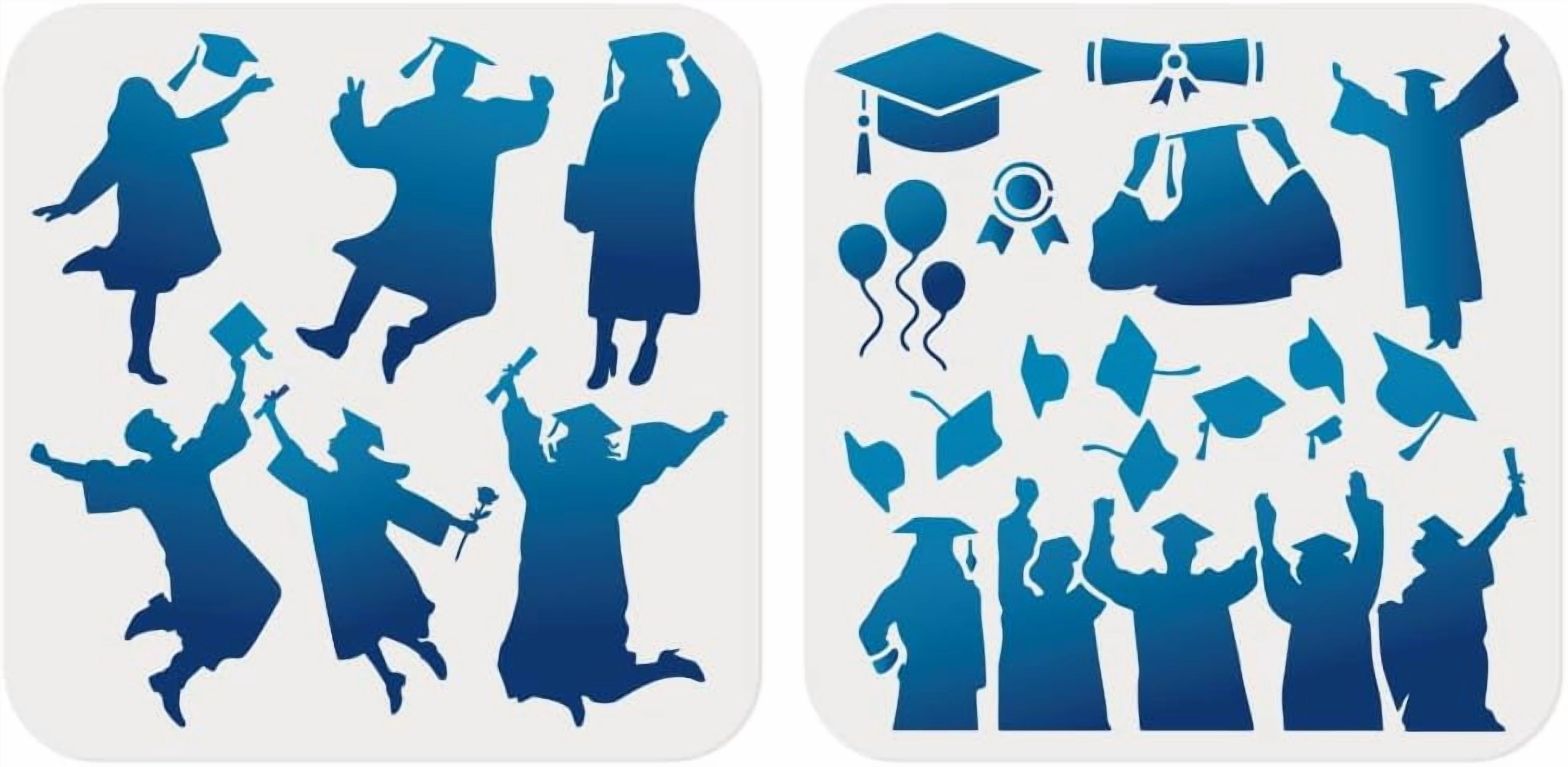 2Pcs Graduation Season Stencils for Painting 11.8"x11.8" Reusable ...