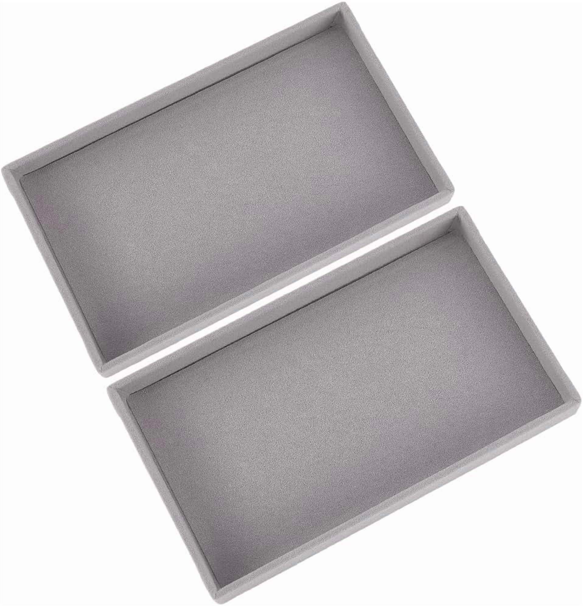 2Pcs Gray Jewelry Tray Empty Velvet Jewelry Box Small Rectangle ...