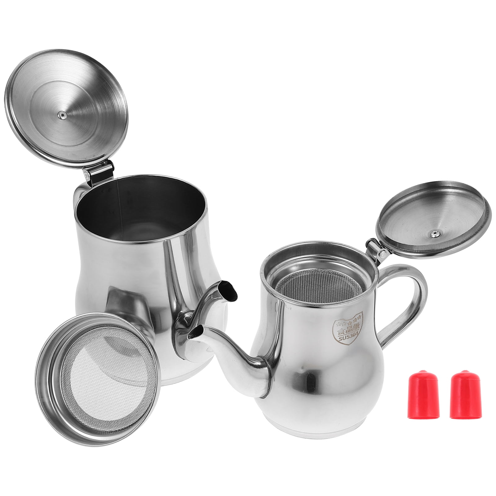 2Pcs Grease Container with Strainer Stainless Steel Oil Storage Can ...