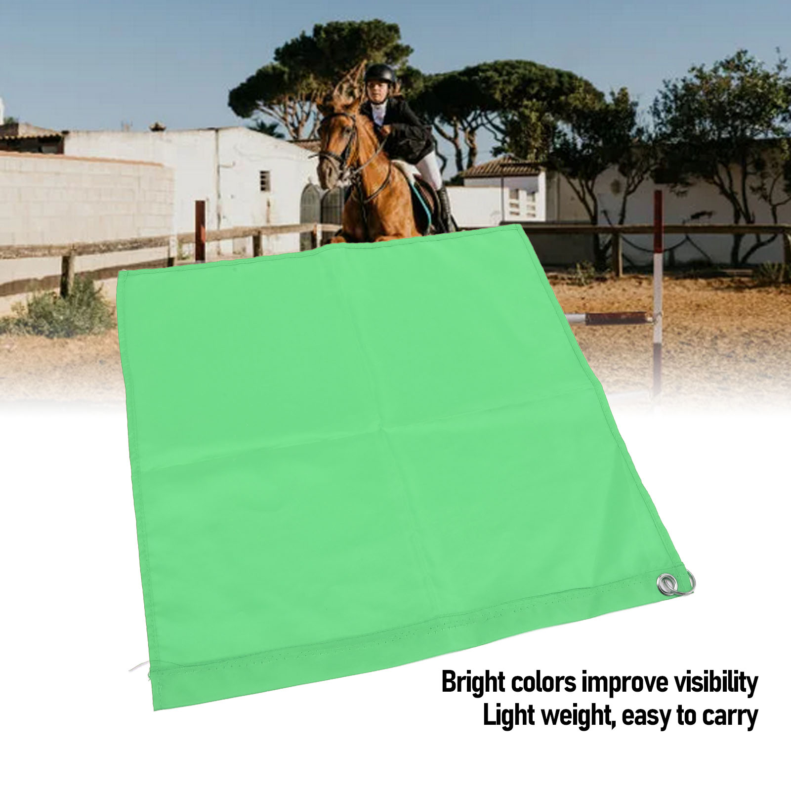 2Pcs Green Nylon Horse Training Flags Set For Equestrian & Garden ...