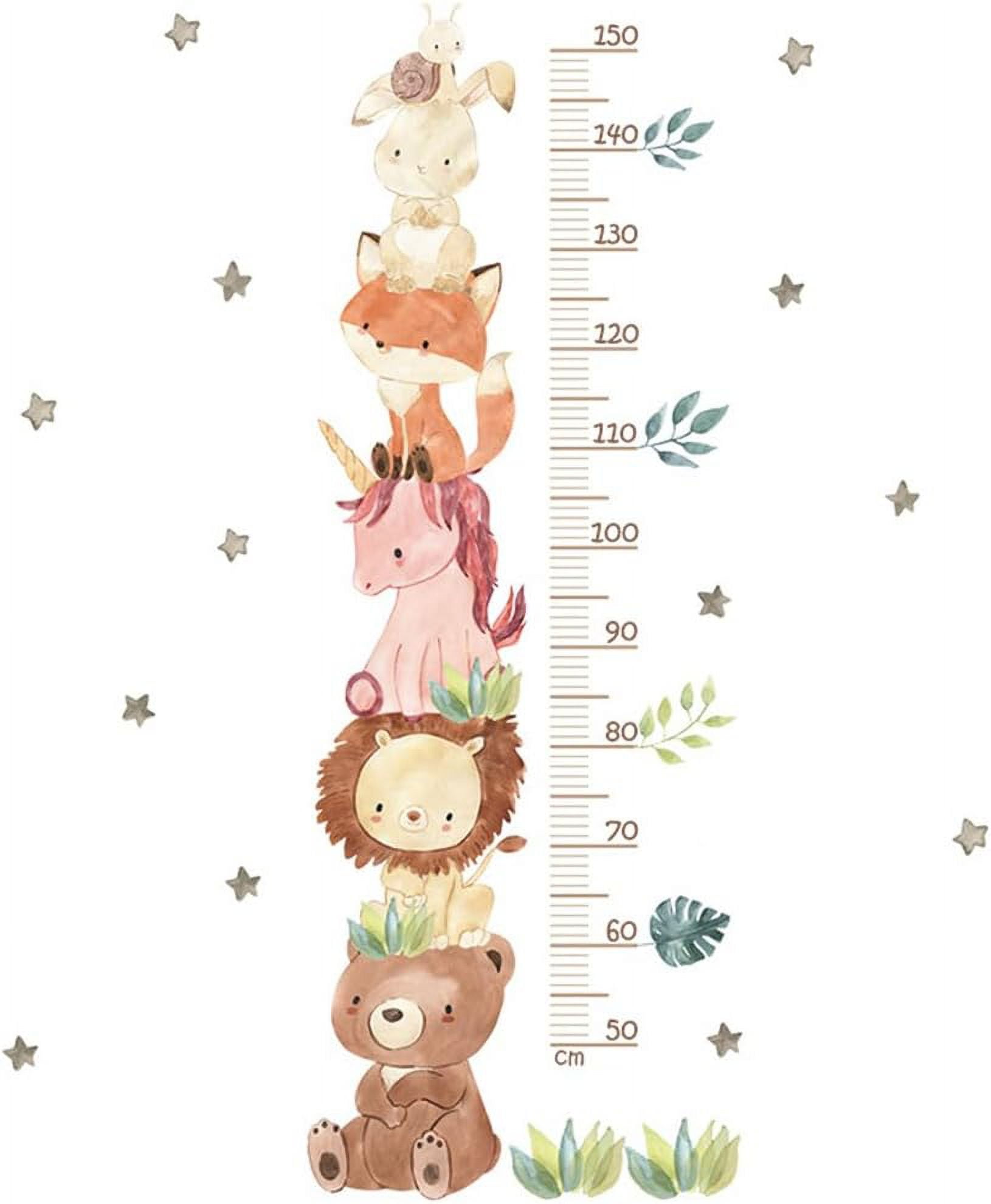 2Pcs Growth Height Chart Sticker Hanging Ruler Wall Decals PVC Cartoon ...