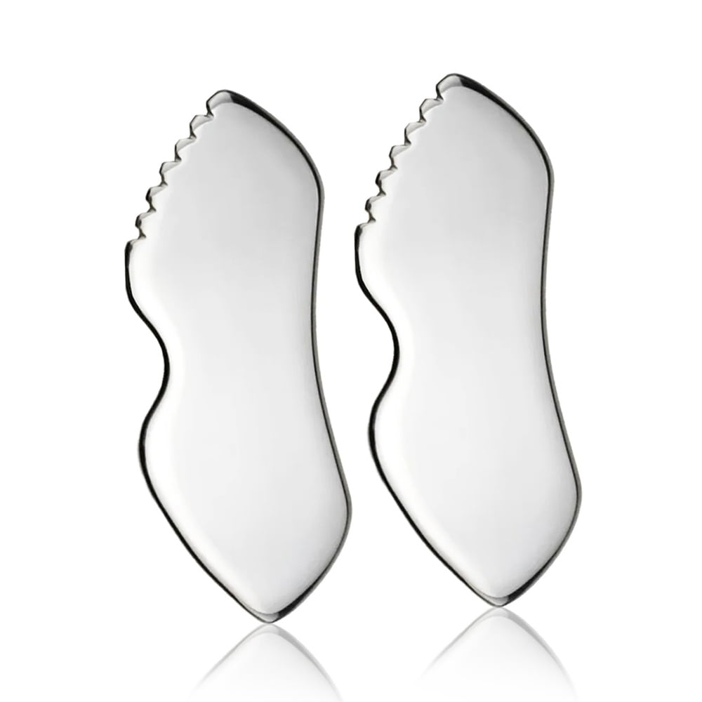 2Pcs Gua Sha Facial Tools, Gua Sha for Facial Skin, Stainless Steel Guasha Massage Tool, Metal ...