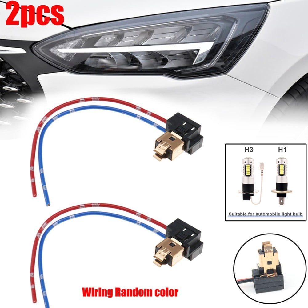 2PCS H1 H3 Socket Extension Wiring Harness Connector LED Headlight ...