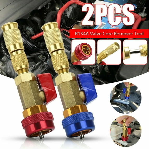 2Pcs HVAC AC R134A R12 Valve Core High & Low Pressure Quick Remover ...