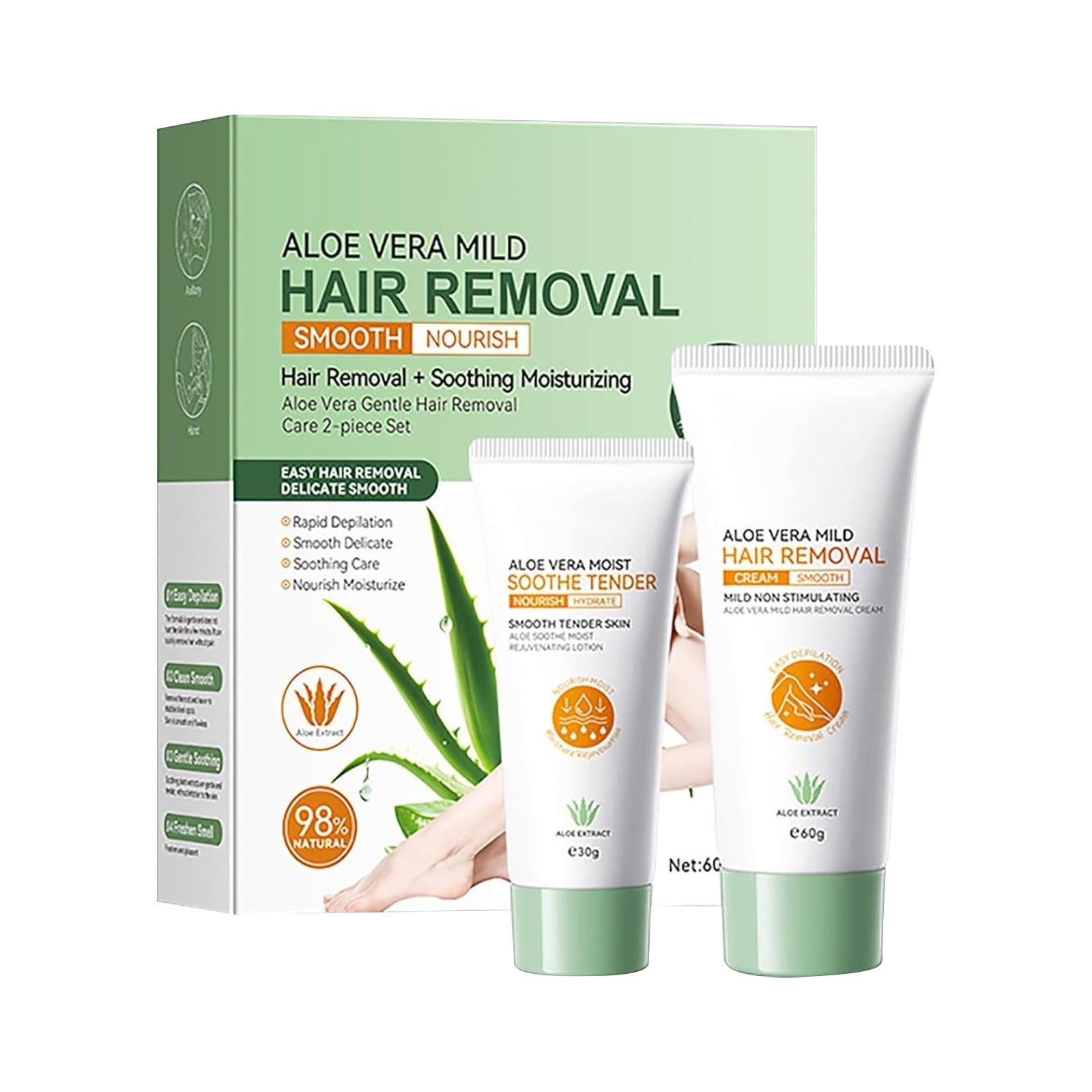 2Pcs Hair Removal Cream , Moisturizing with Aloe Vera & Vitamin E ...