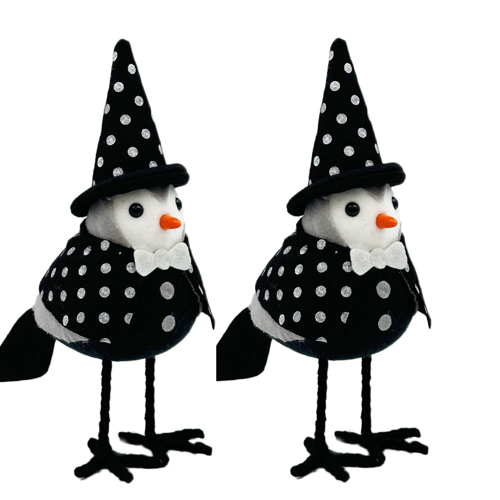 2Pcs Halloween Bird Ornaments,Cute Bird Ornaments - Wearing Polka Dot ...