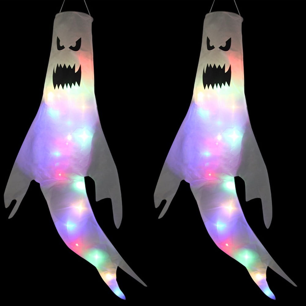 2Pcs Halloween Hanging Ghost Windsock Outdoor Holiday Party Decoration ...