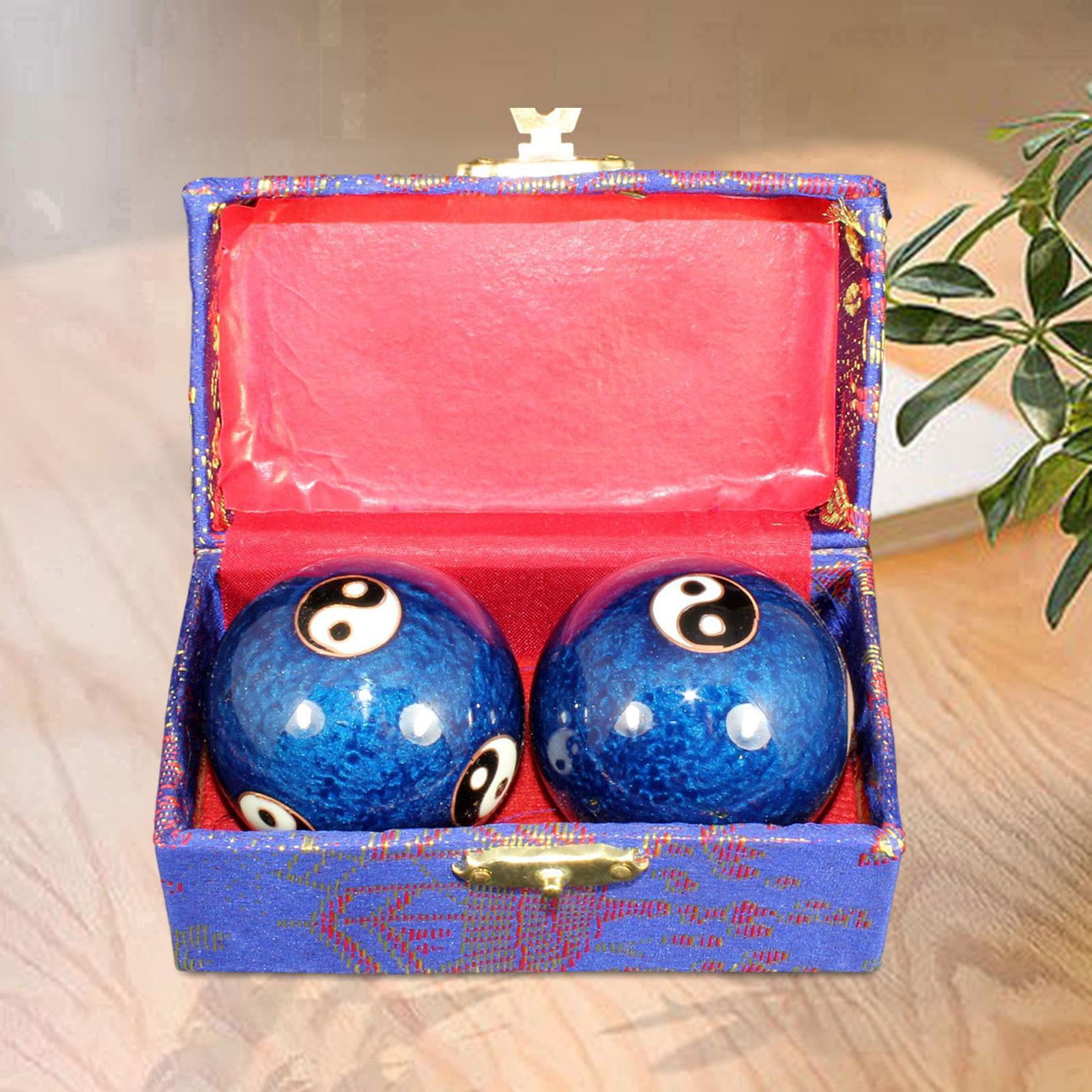 2Pcs Hand Massage Balls Chinese Baoding Balls with Storage Box Fitness ...