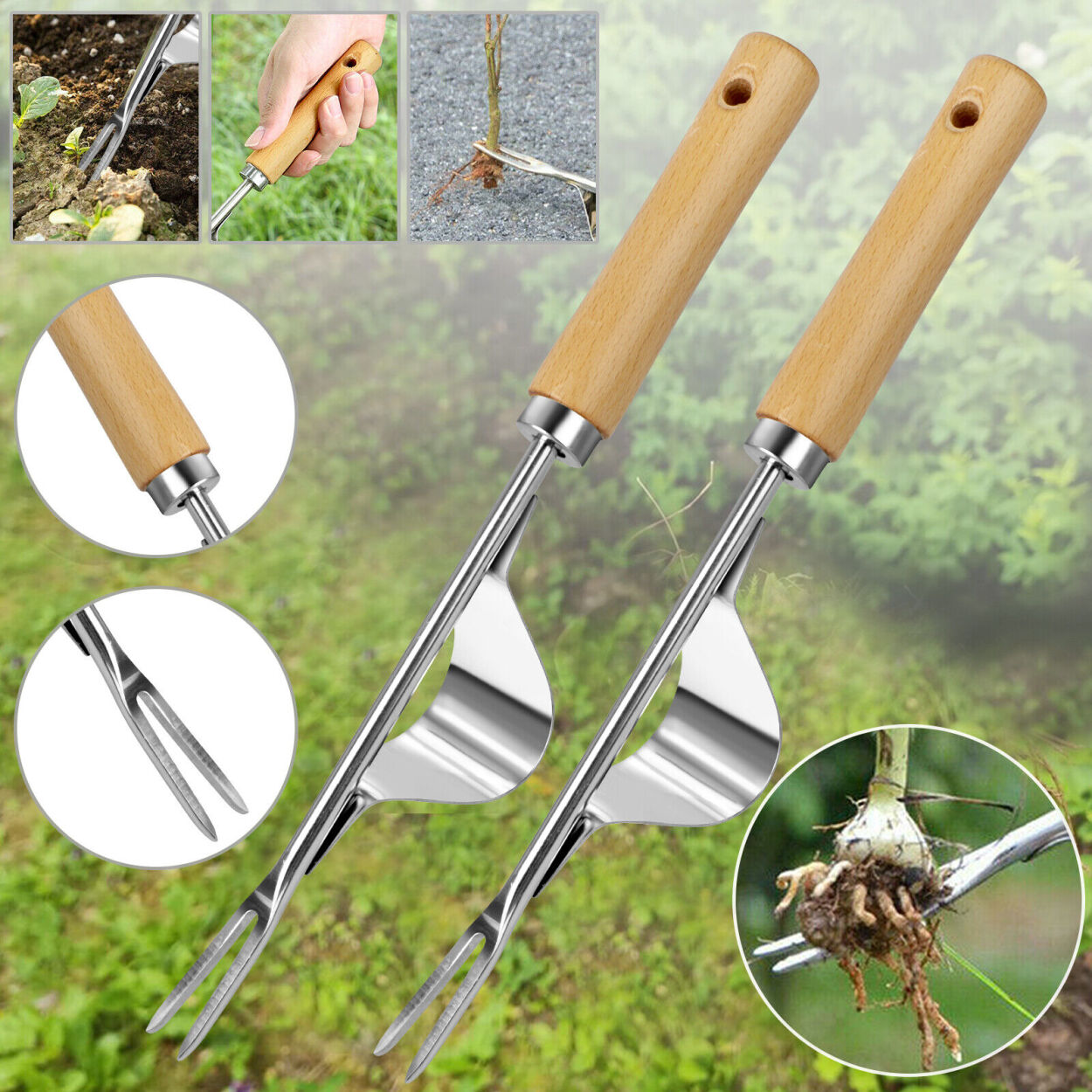 2Pcs Hand Weeder Weed Root Garden Lawn Weeding Remover Manual Puller ...