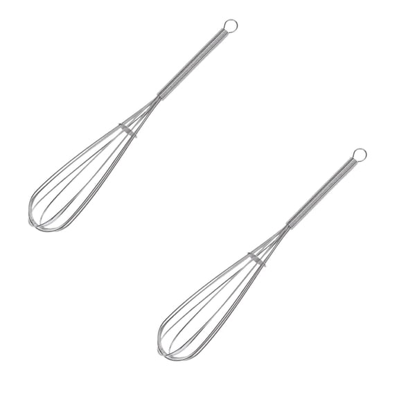 2Pcs Hand Whisk With Spring Handle Egg Whip Mini Mixer Whisk Egg Beater ...