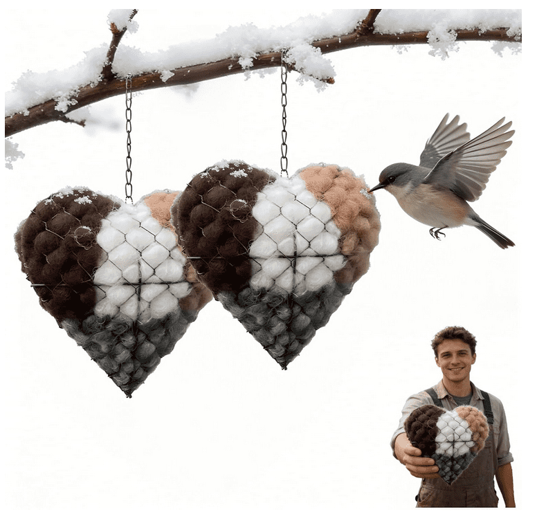 2Pcs Handmade Alpaca Fiber Bird Nesting Heart, Bird Nesting Material ...