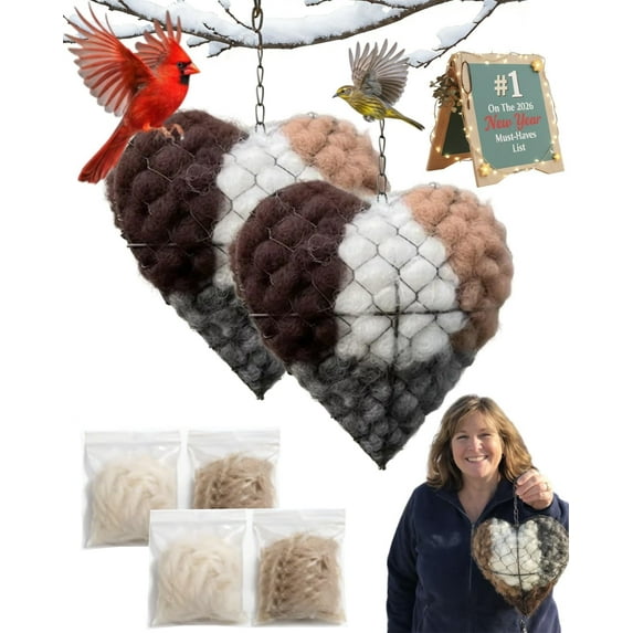 2Pcs Handmade Alpaca Fiber Bird Nesting Heart, Birds Nests Material ...