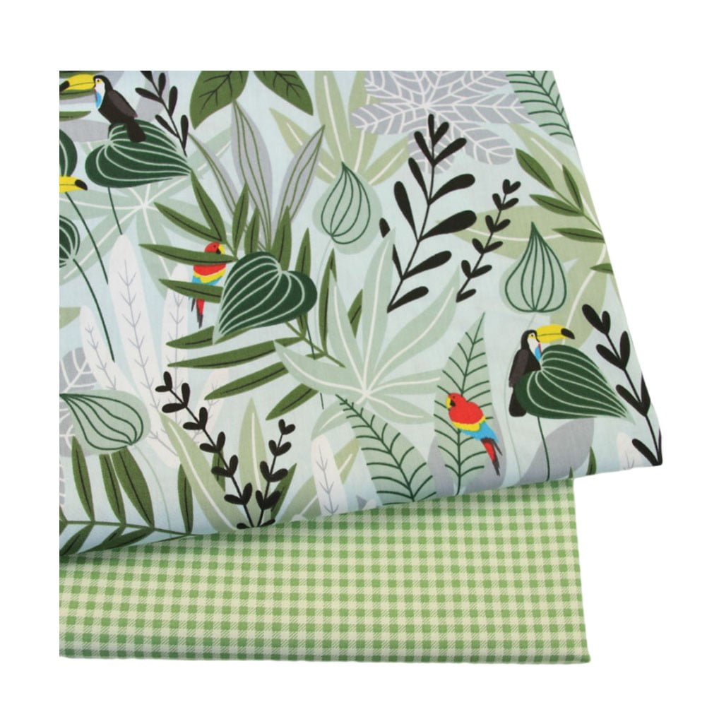 2Pcs Handmade Splicing Of Rainforest Fabrics Pure Cotton Twill Printed ...