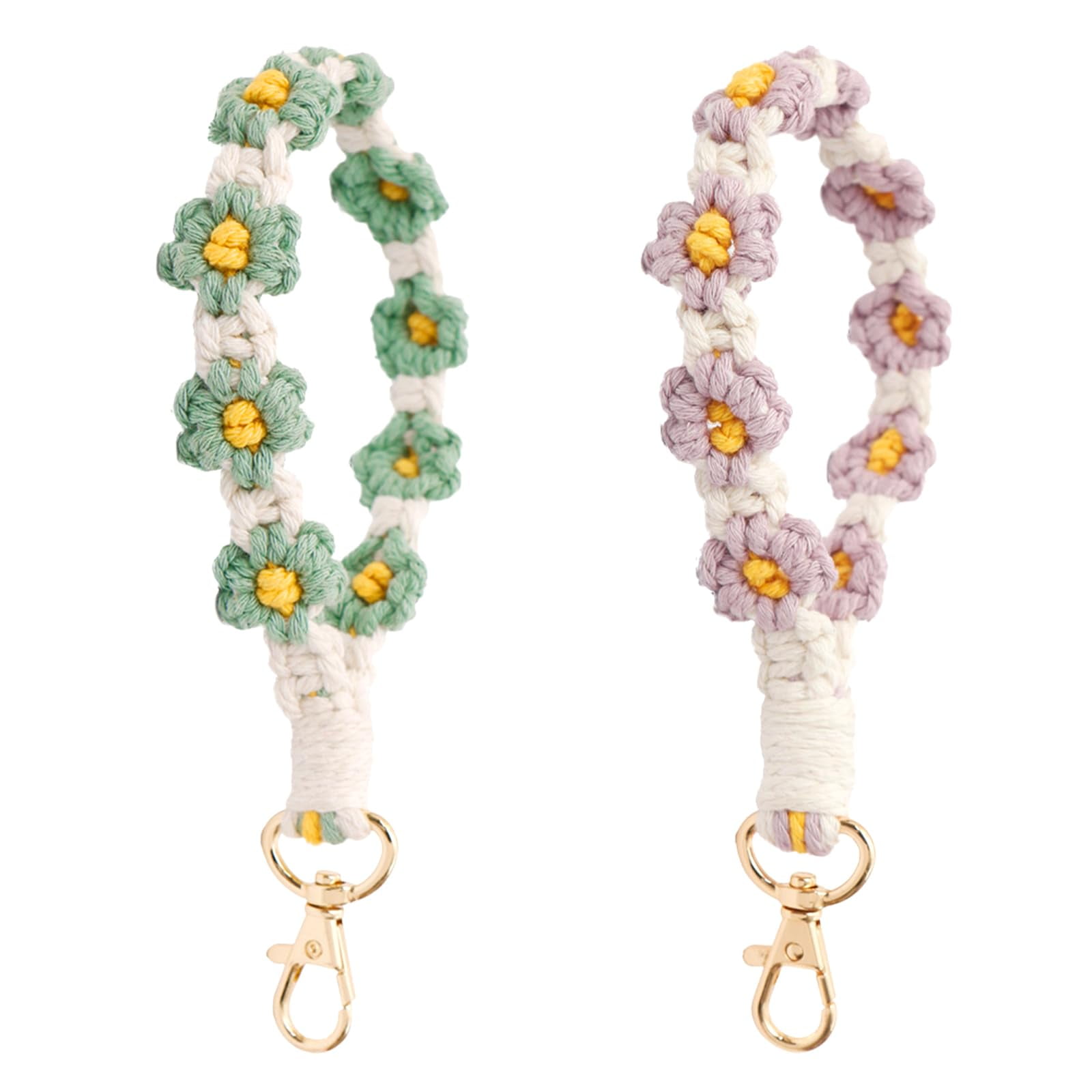 2Pcs Handmade Wristlet Keychain for Women Macrame Lanyards for Keys ...