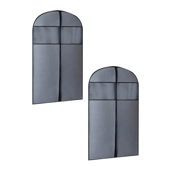 2Pcs Hanging Garment Bag Clothes Cover With Transparent Window Metal ...