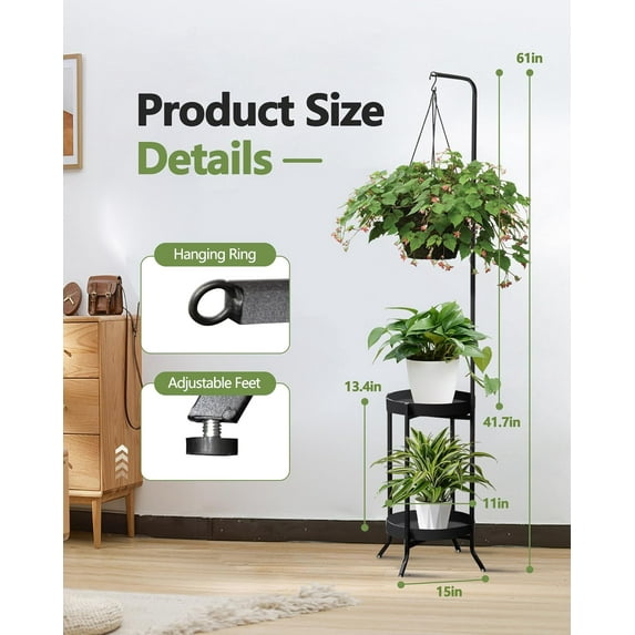 2Pcs Hanging Plant Stand Indoor Outdoor, Space-Saving Corner Metal ...