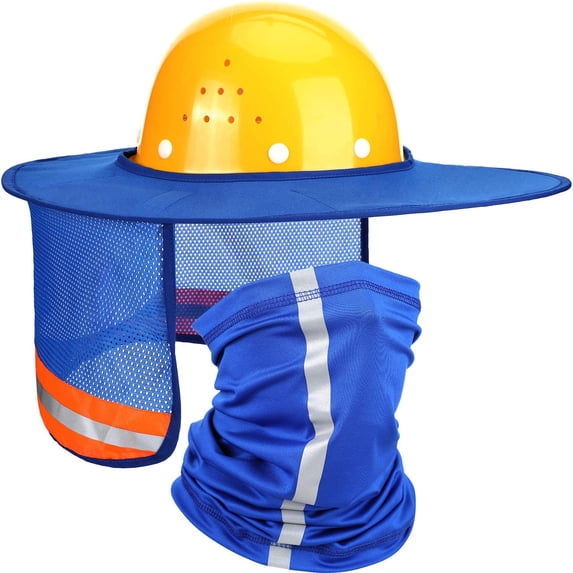 2Pcs Hard Hat Sun Shade, High Visibility Full Brim Mesh Sun Visor Neck ...