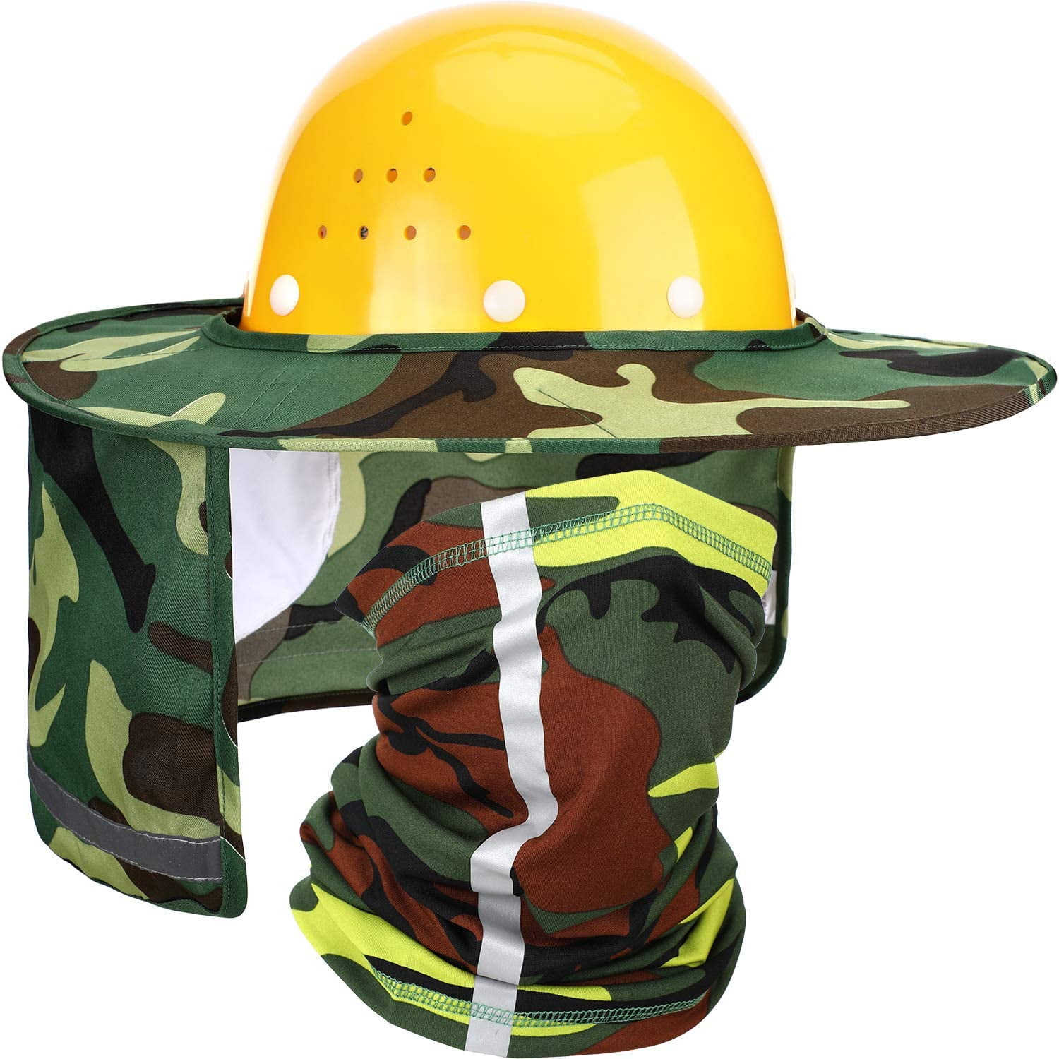 2Pcs Hard Hat Sun Shade, High Visibility Full Brim Mesh Sun Visor Neck ...